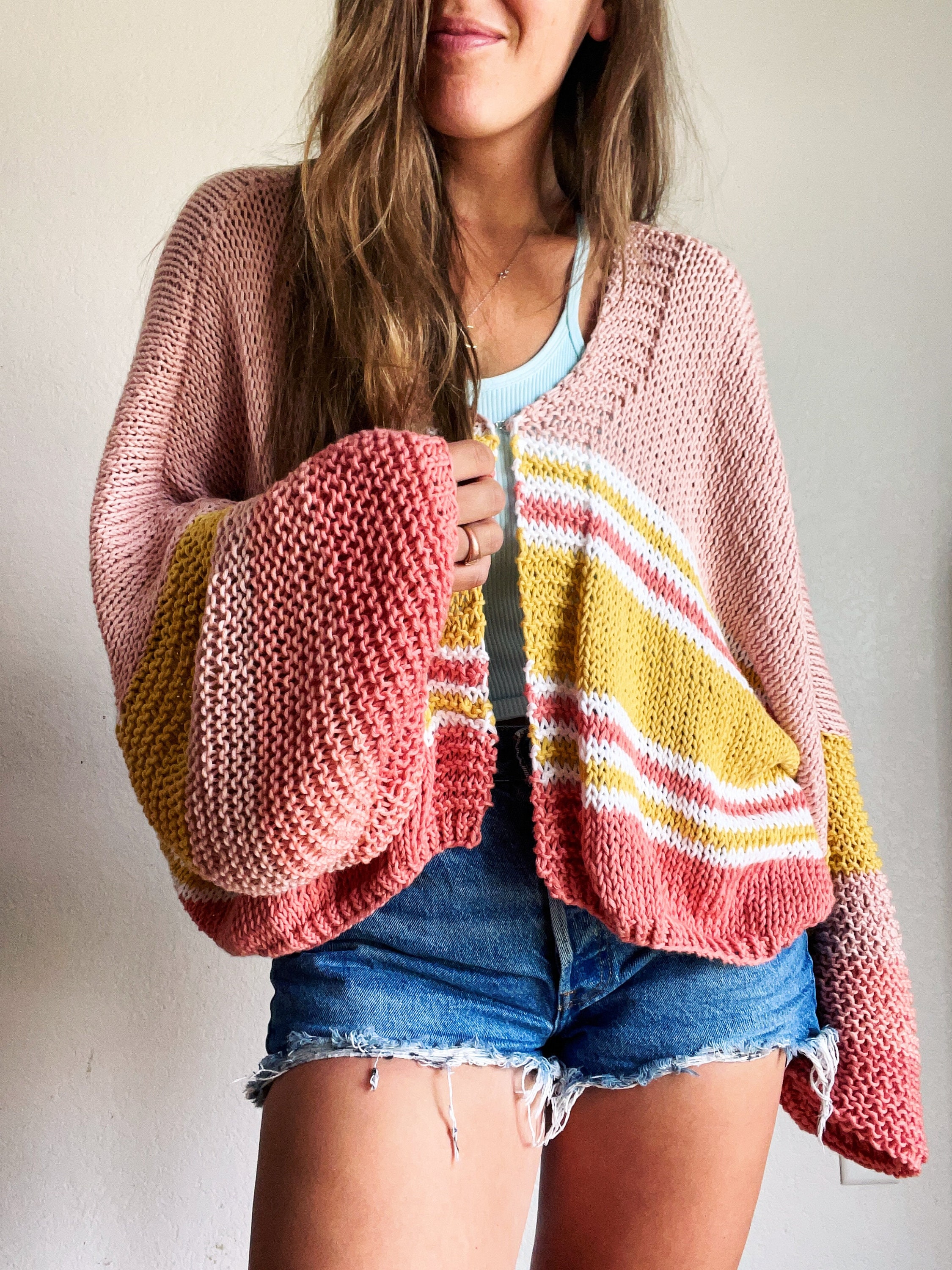 Mckenzie Cardigan Sweater Cotton Knitting Pattern - Etsy