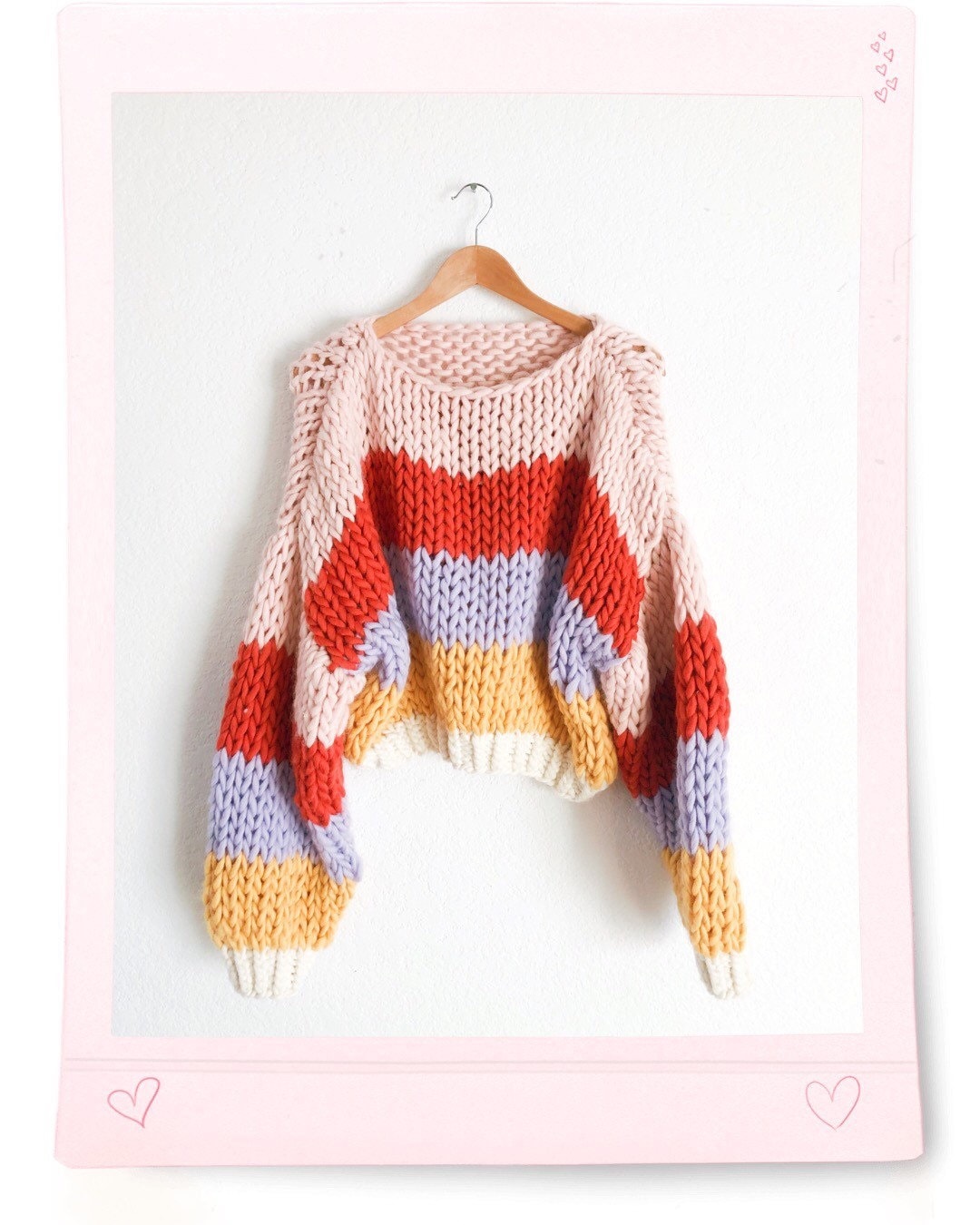 Cropped Striped Winter Sweater Knitting Pattern - Etsy