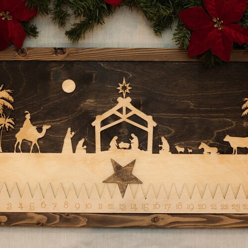 Traditional Wooden Advent Christmas Nativity Calendar - Etsy