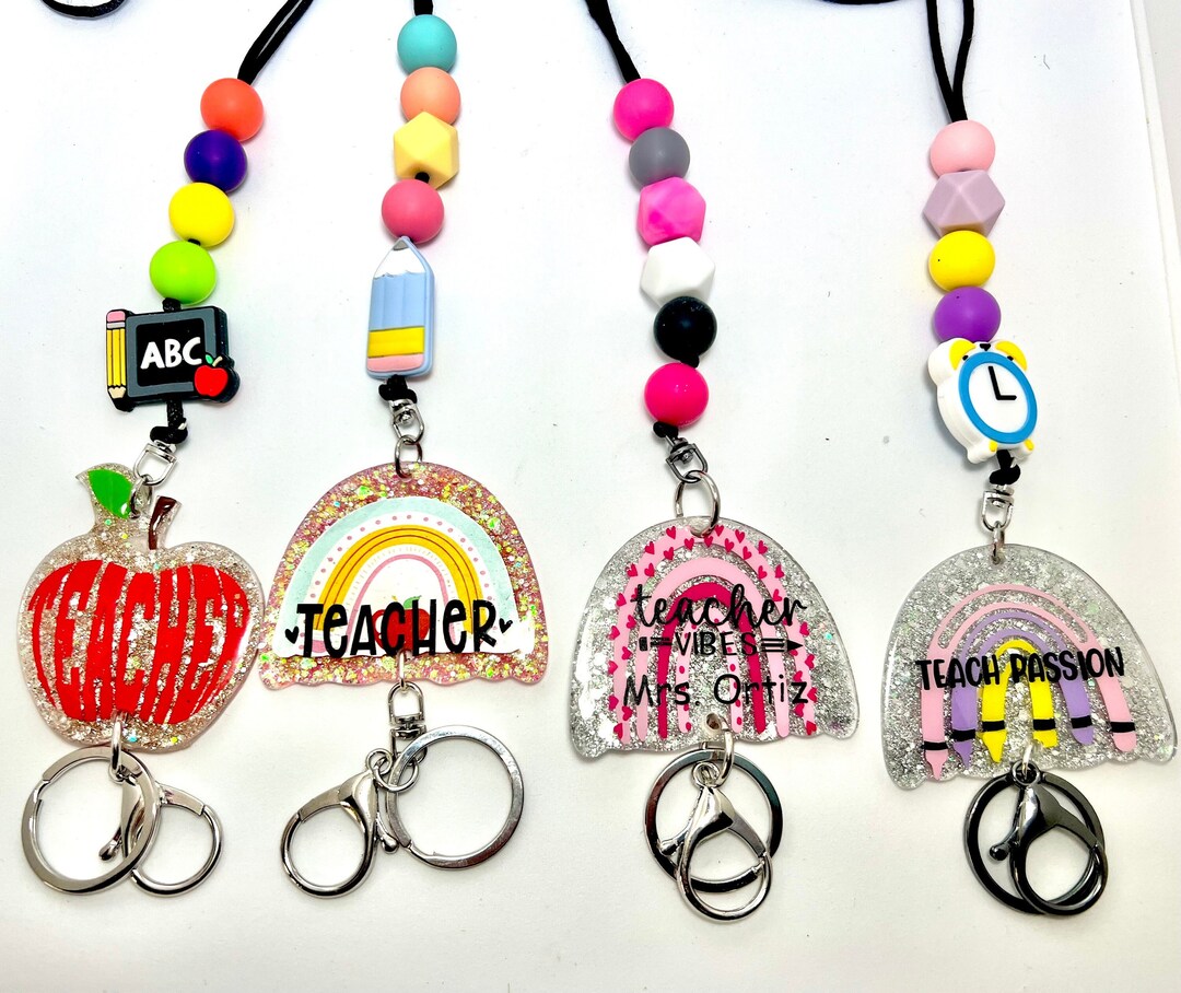 Personalized Teacher Lanyard With Acrylic Name Plate or Quote. Teacher ...