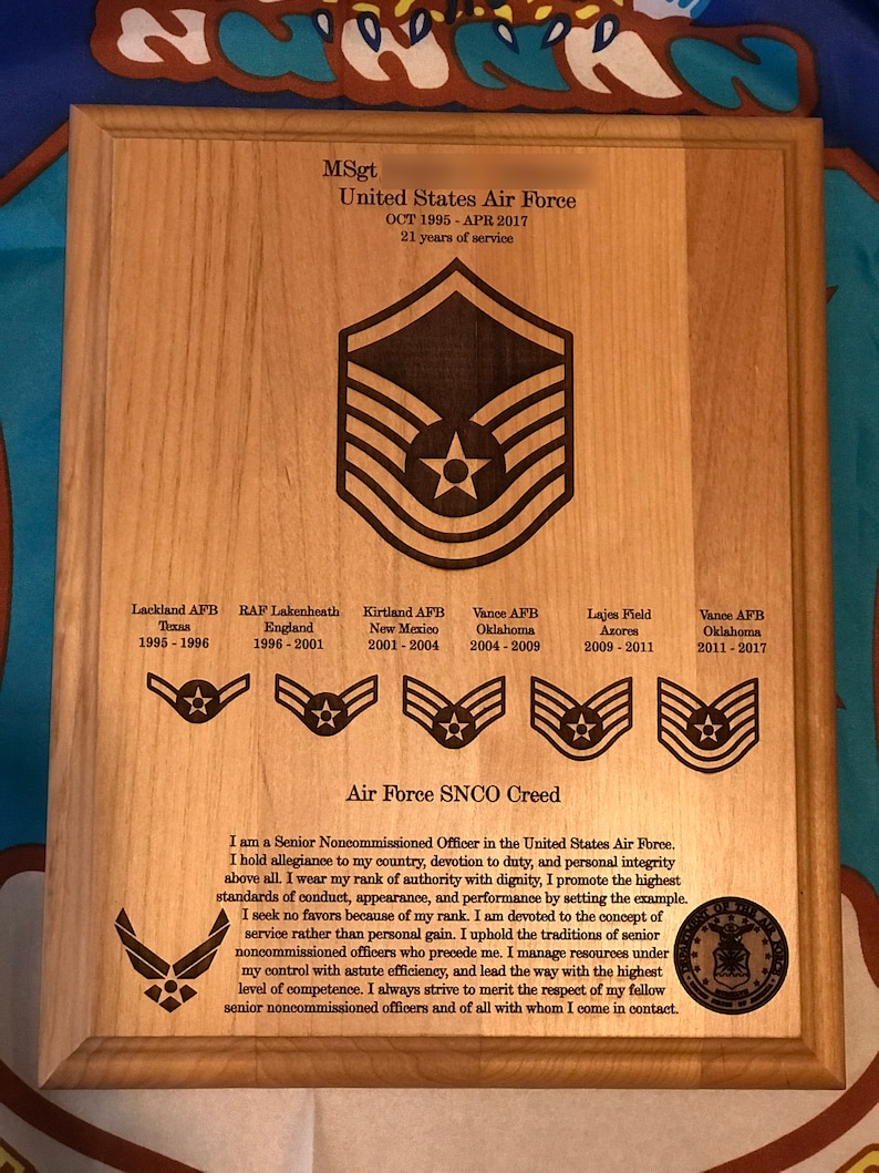 Air Force Retirement Plaque USAF Customized and Laser - Etsy