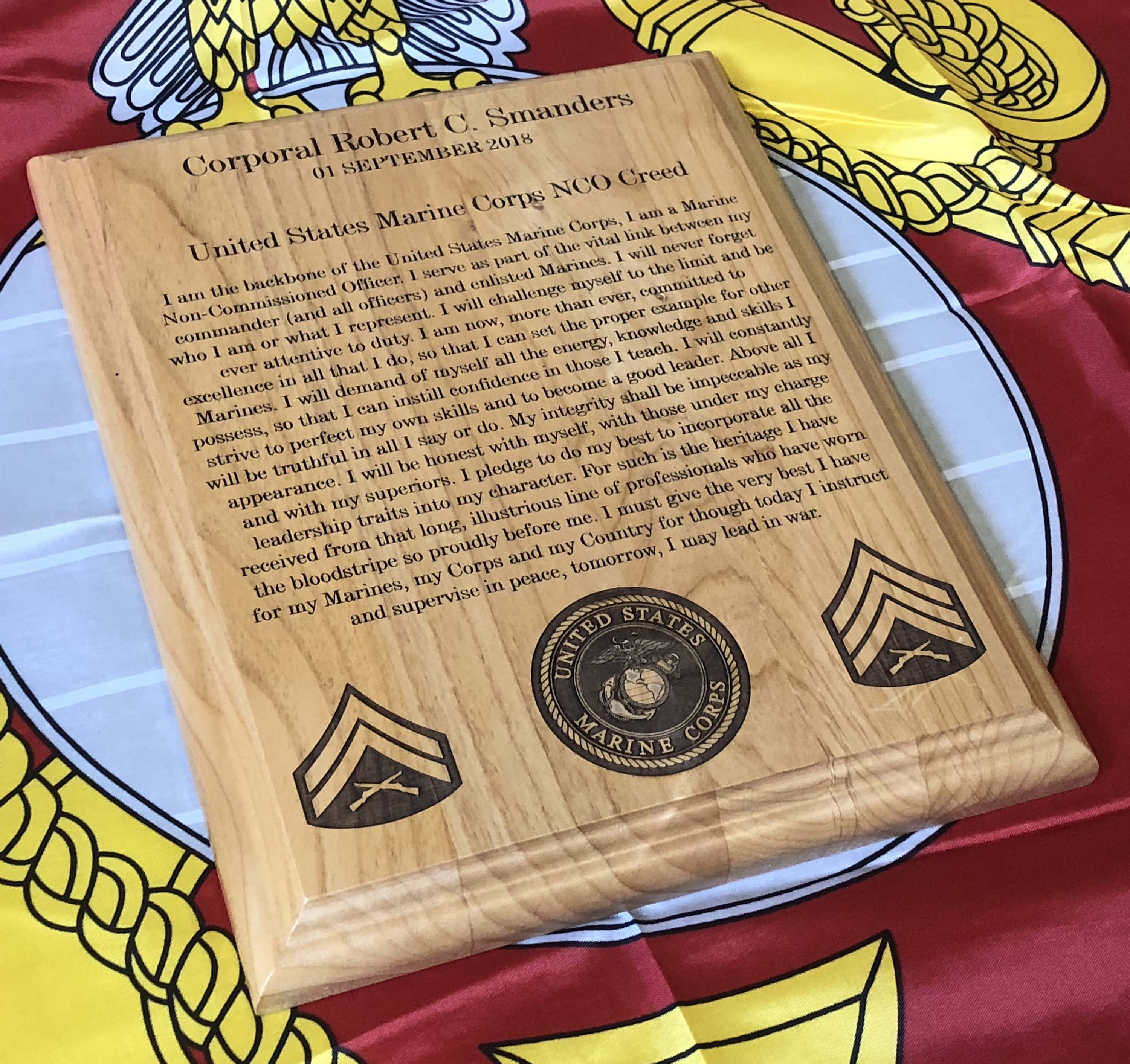 Marine Corps NCO Creed Plaque USMC Customized and Laser | Etsy