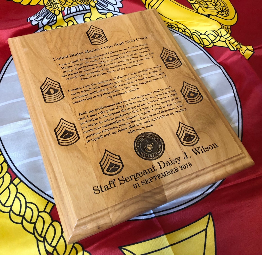 Marine Corps Staff NCO Creed Plaque USMC Personalizado y - Etsy México