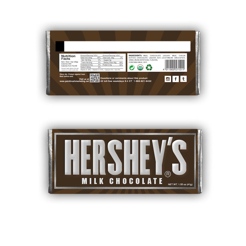Editable Candy Bar Wrapper - Hershey Version - Fully Editable - Etsy