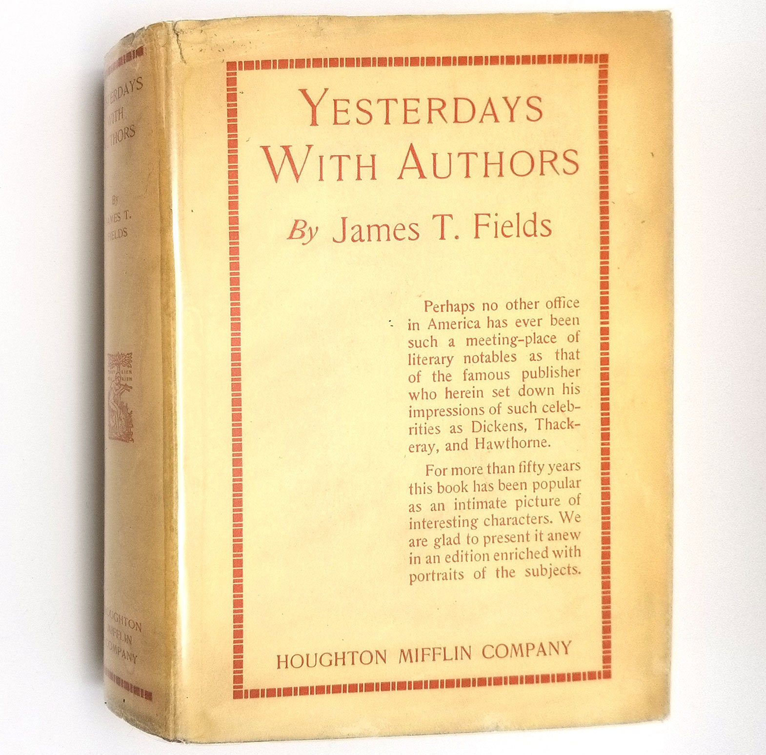 Yesterdays With Authors by James T. Fields 1925 Hardcover HC w/ Rare ...