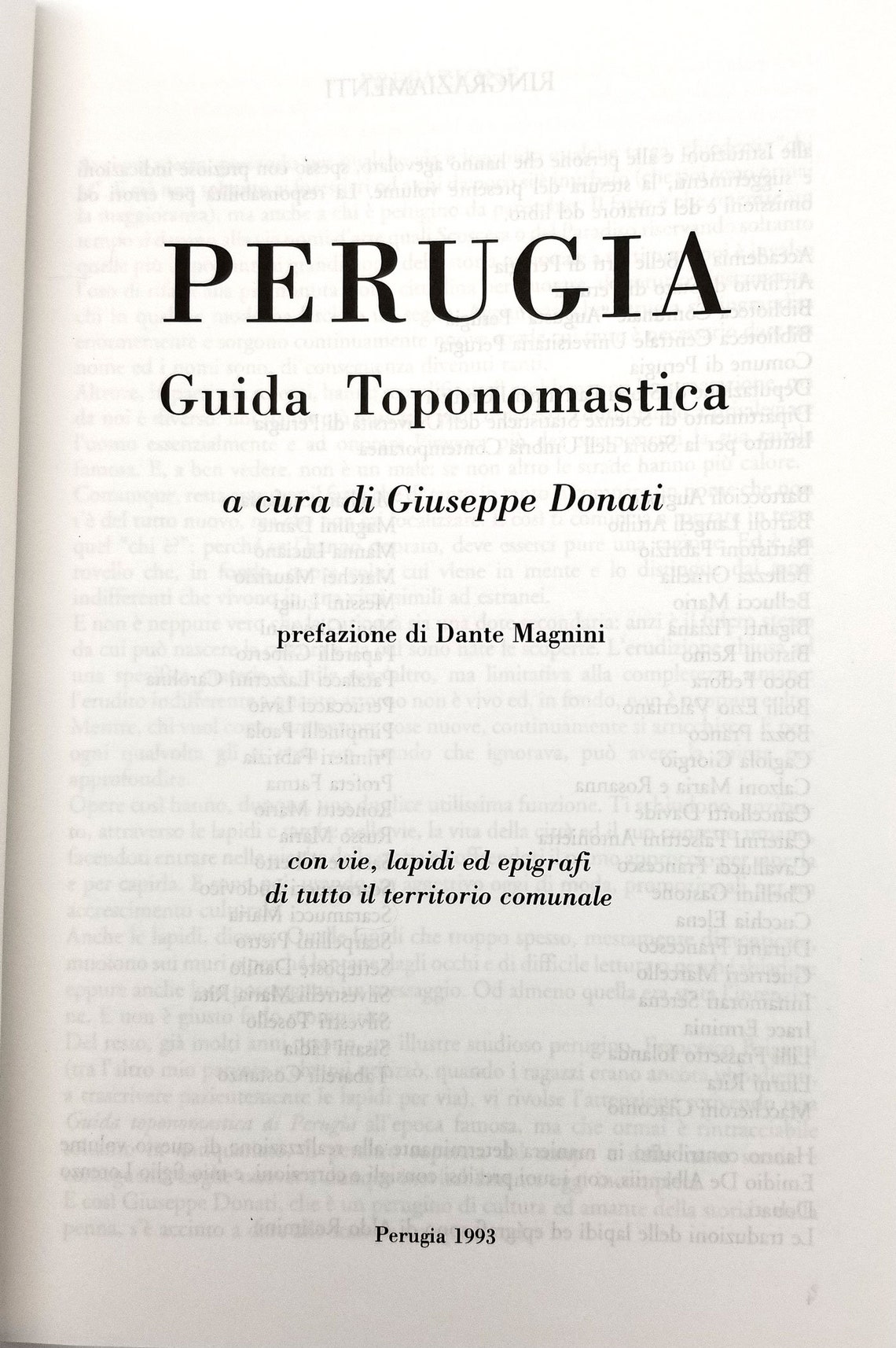 Perugia: Guida Toponomastica by Giuseppe Donati 1993 Place - Etsy