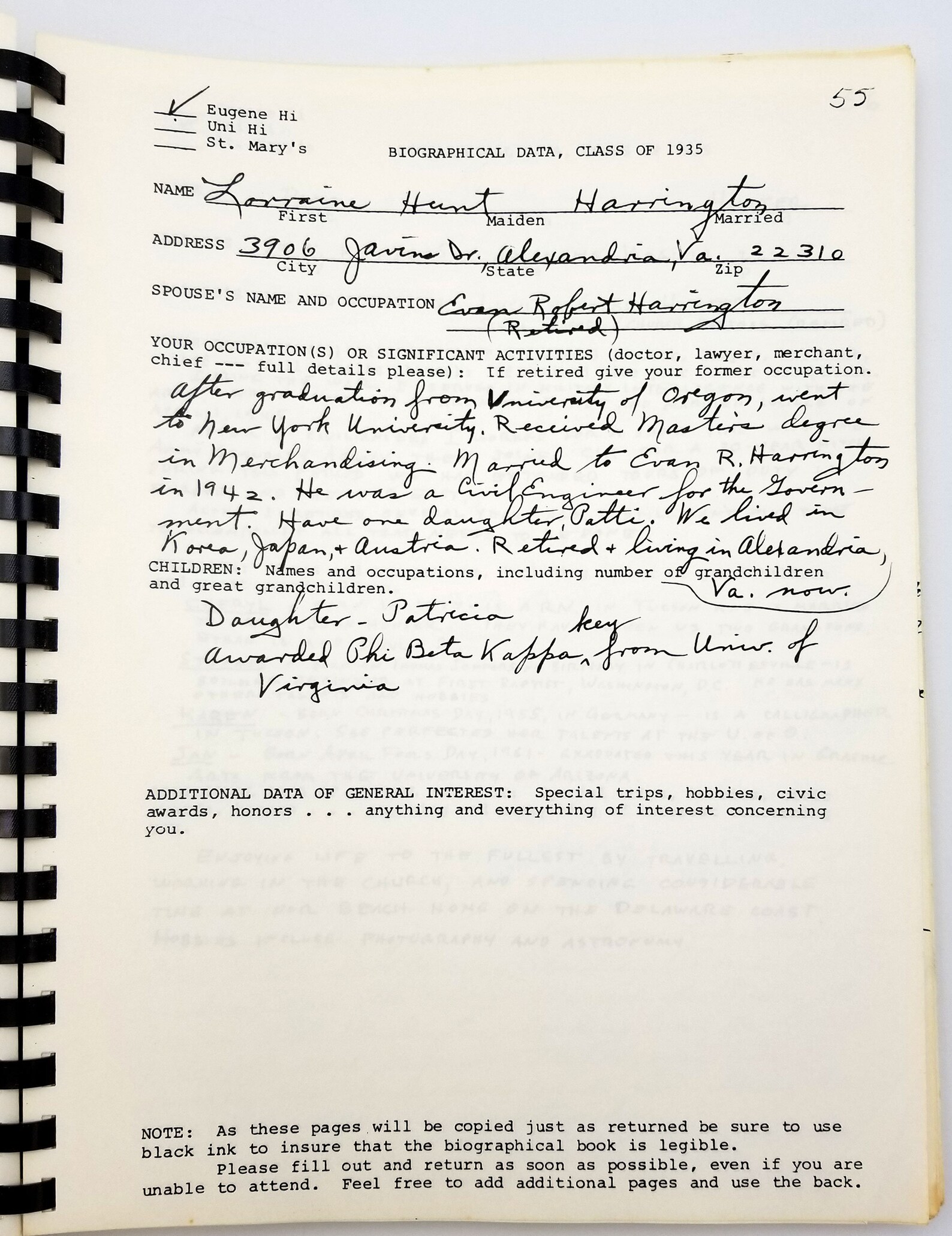 50 Year Class Reunion Book, Class of 1935 Eugene High School ...