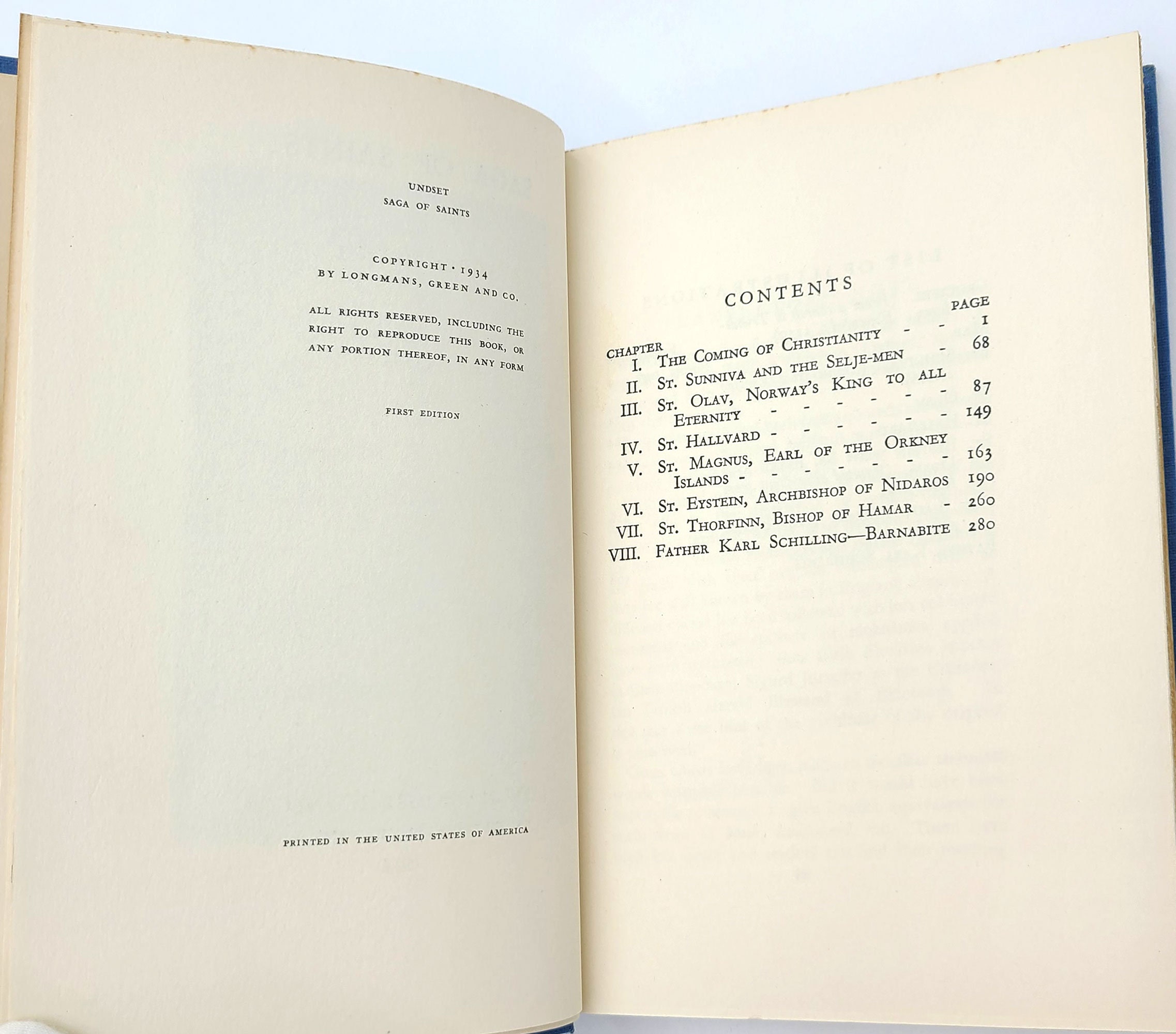Saga of Saints SIGRID UNDSET First Edition 1934 Early History of ...