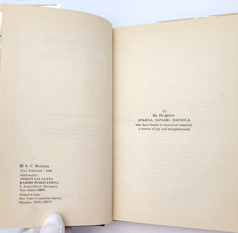 The Rajput States and British Paramountcy 1980 Anil Chandra Banerjee ...