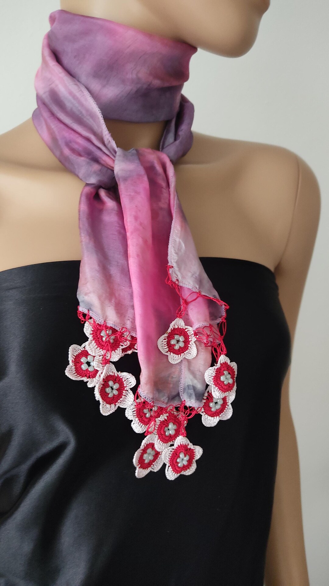 Needle Lace, Silk Scarf, Neck Tie.traditional Bursa Silk,silk Scarf ...