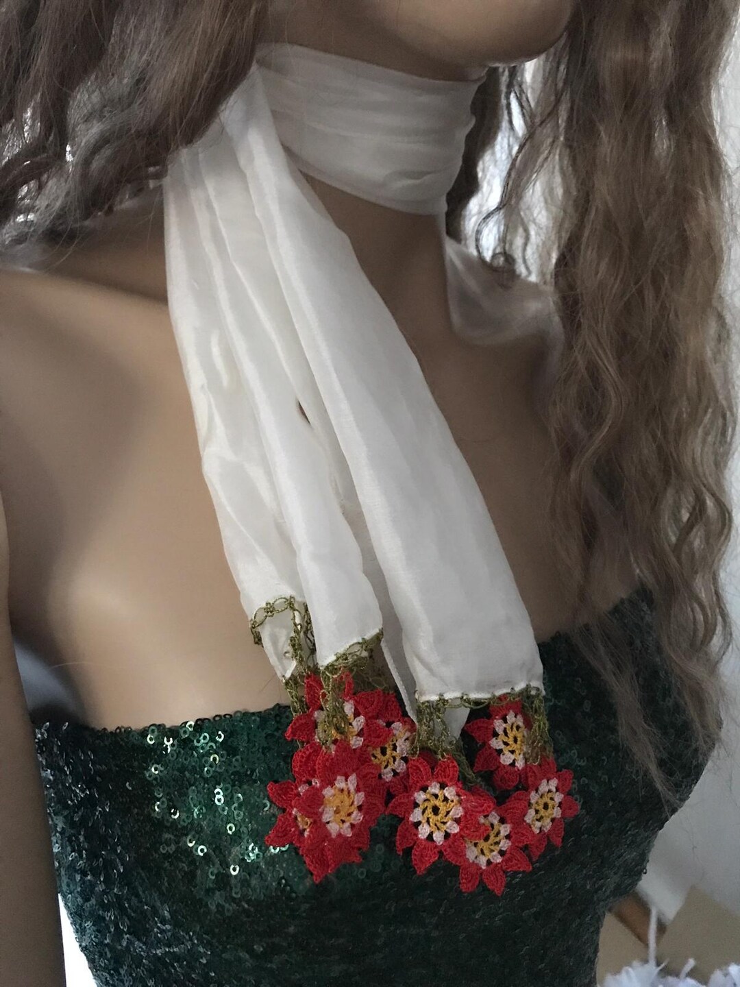 Crochet Lace, Silk Scarf, Neck Tie.traditional Bursa Silk,silk Scarf ...
