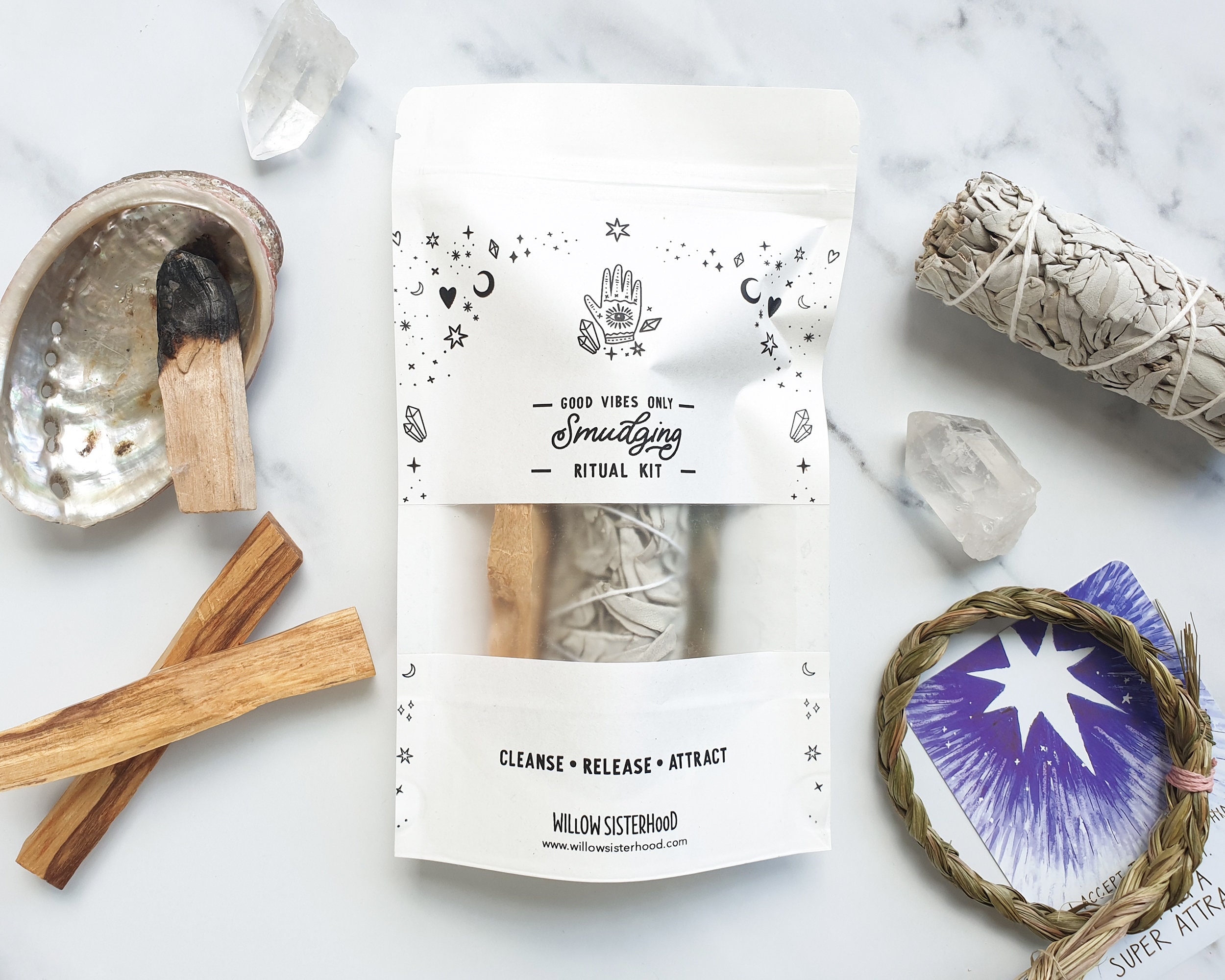 Smudging Kit Palo Santo Stick Sweetgrass braid White | Etsy