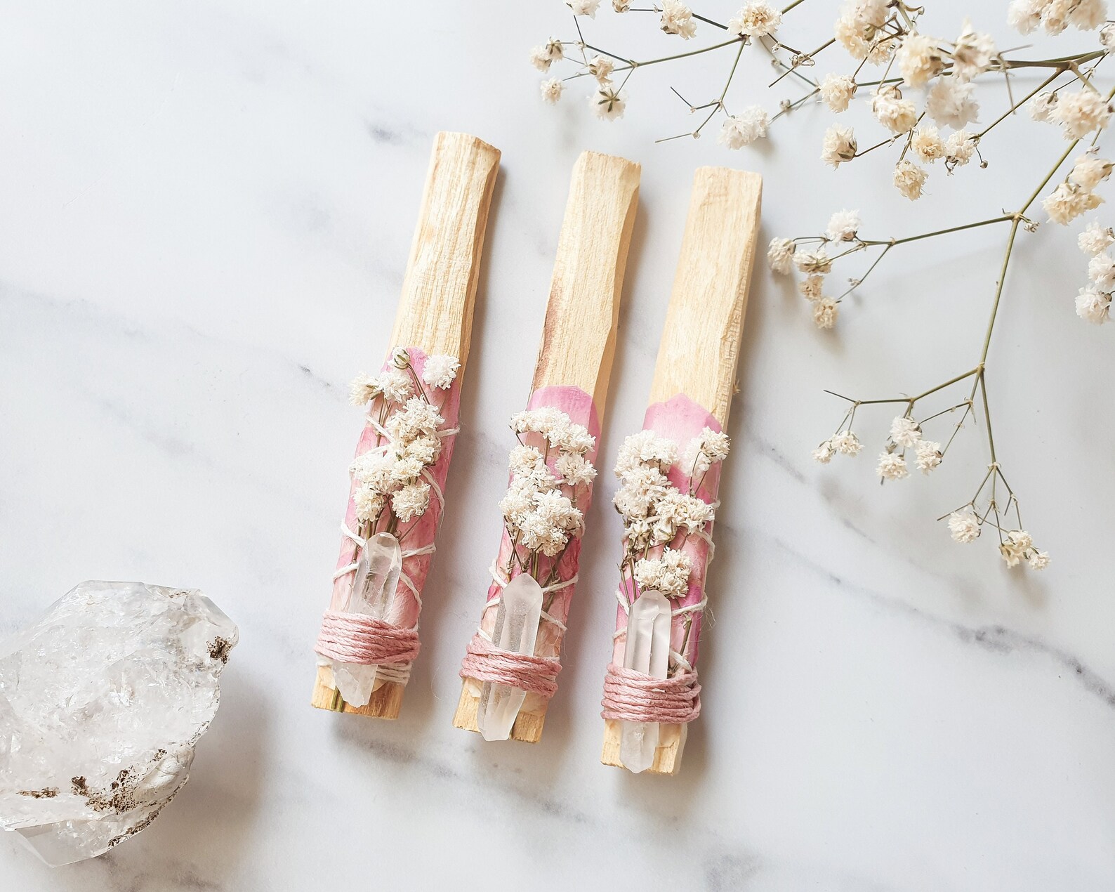 Pink Palo Santo Bundle Rose Crystal Point Floral Palo Santo - Etsy