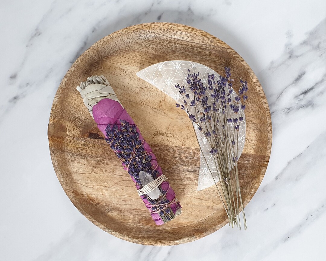 White Sage Purple Rose Petals Sage Rose Smudge Stick California Sage Sage Bundle Smudging Stick ...
