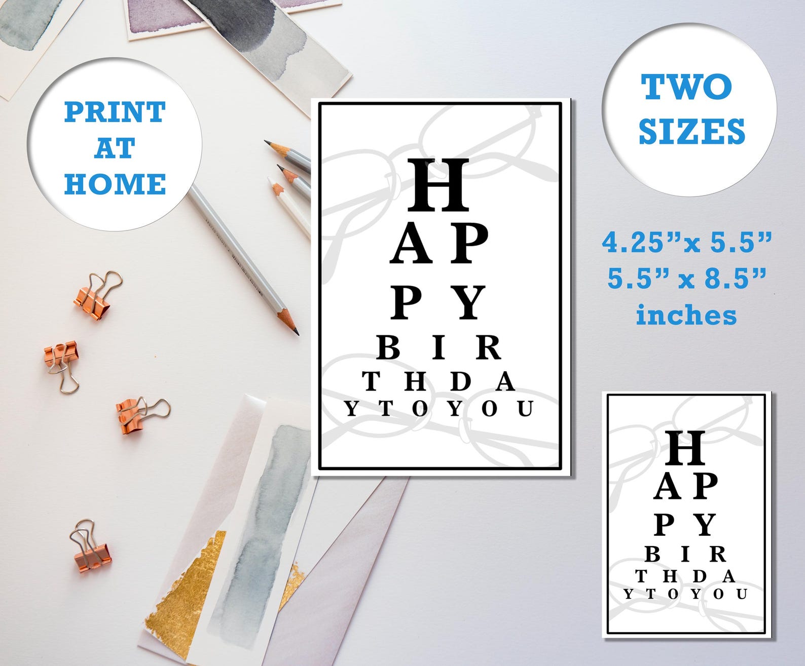 Optometrist Birthday Card: Eye Chart Design (printable Download) - Etsy