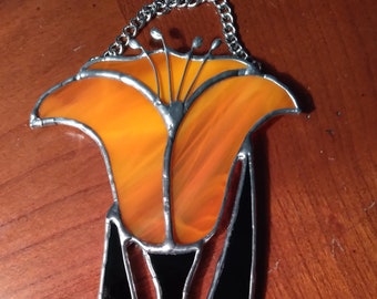 Stained Glass Pattern Lillies, Lilly Flowers, Glass Panel, Window ...