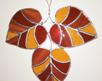 Autumn Oak and Maple Leaf Stained Glass Pattern Digital Download, Tree ...