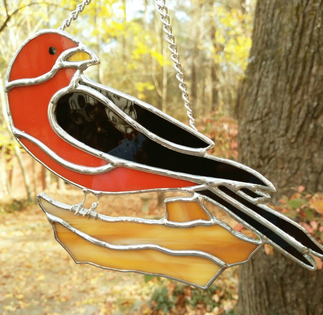 Scarlet Tanager Stained Glass Sun Catcher - Etsy