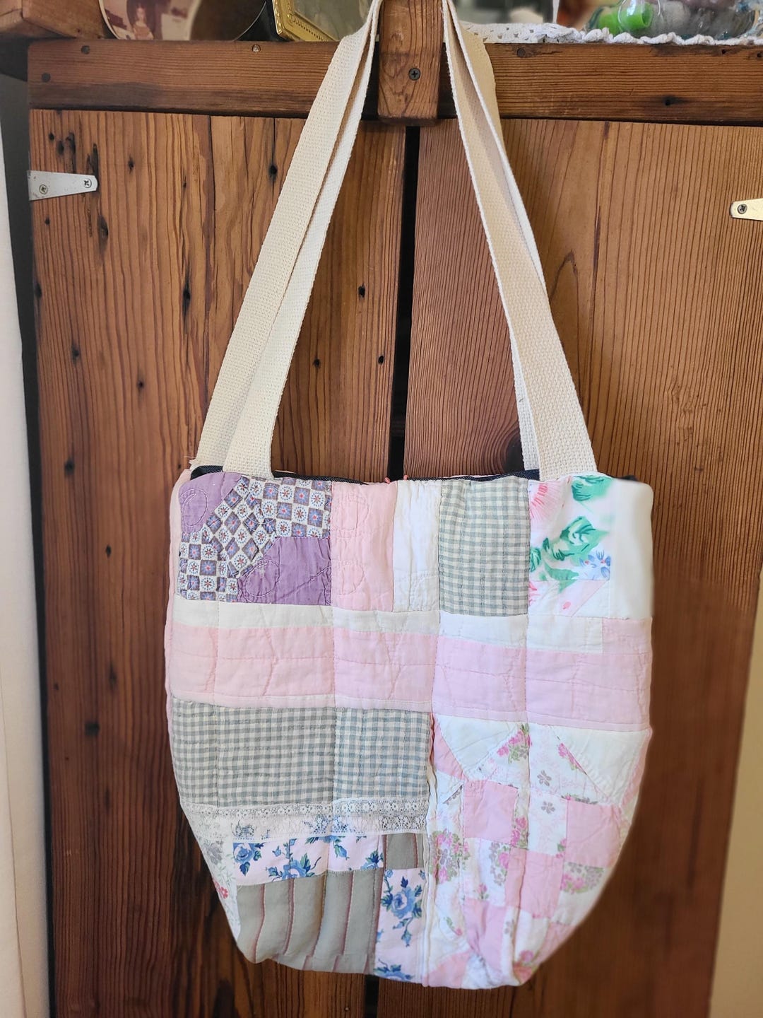 Vintage Patchwork Quilt Tote Bag, Market Bag, Gift for Woman, Shopping ...