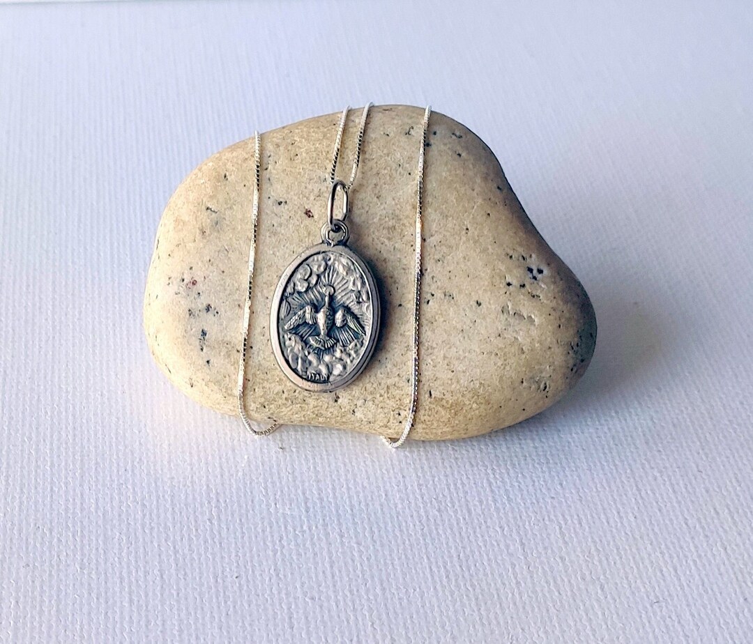 Vintage Sterling Silver Holly Spirit Pendant 20 Necklace, Religious ...