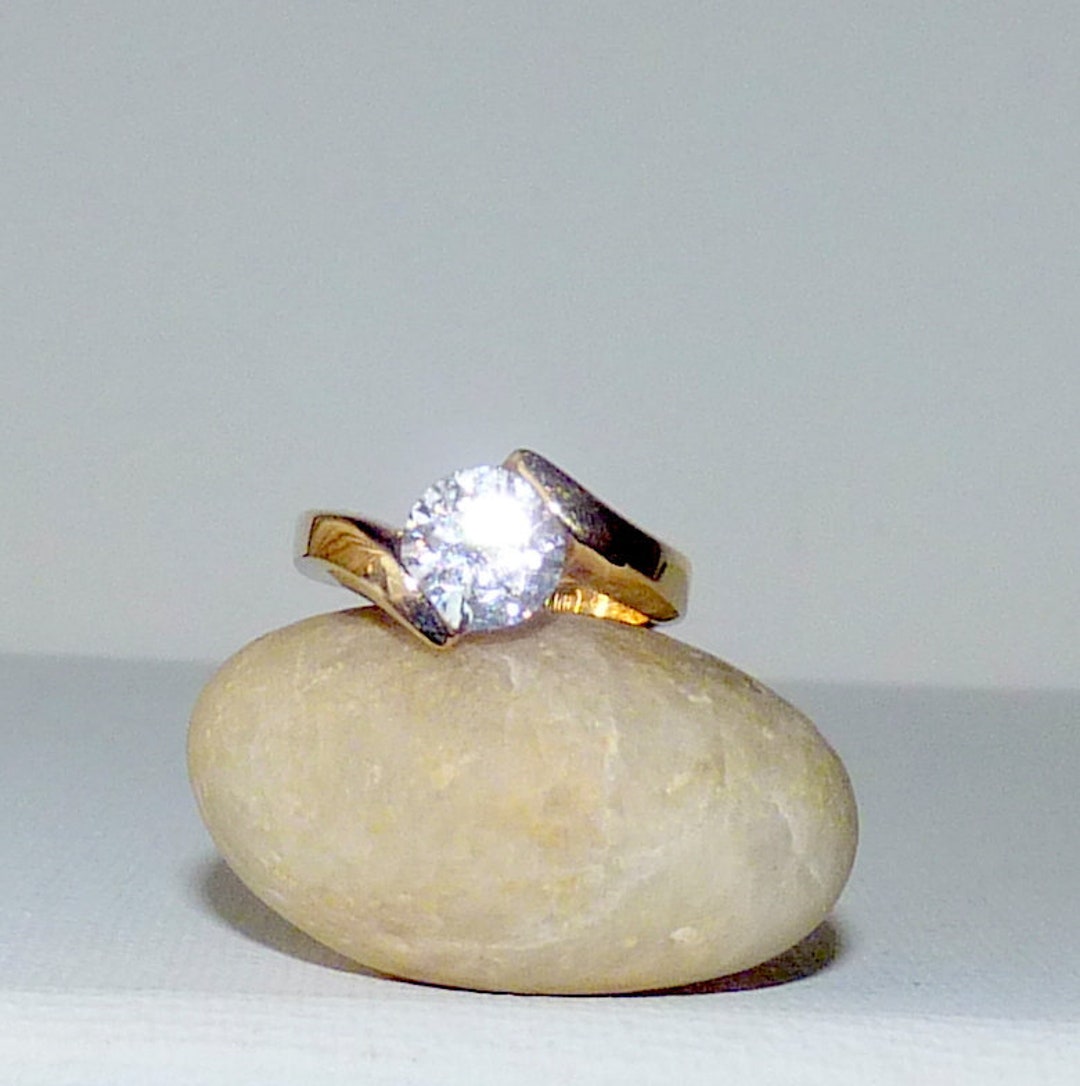 Gold Tone 14 K Electroplated Diamond Imitation Ring ESPO Crystal SZ 6 ...