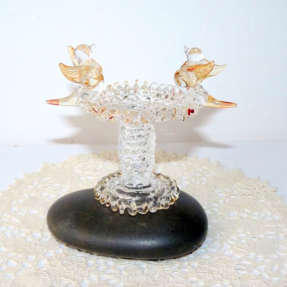 Small Glass Birds and Water Fountain Figurine Vintage - Etsy