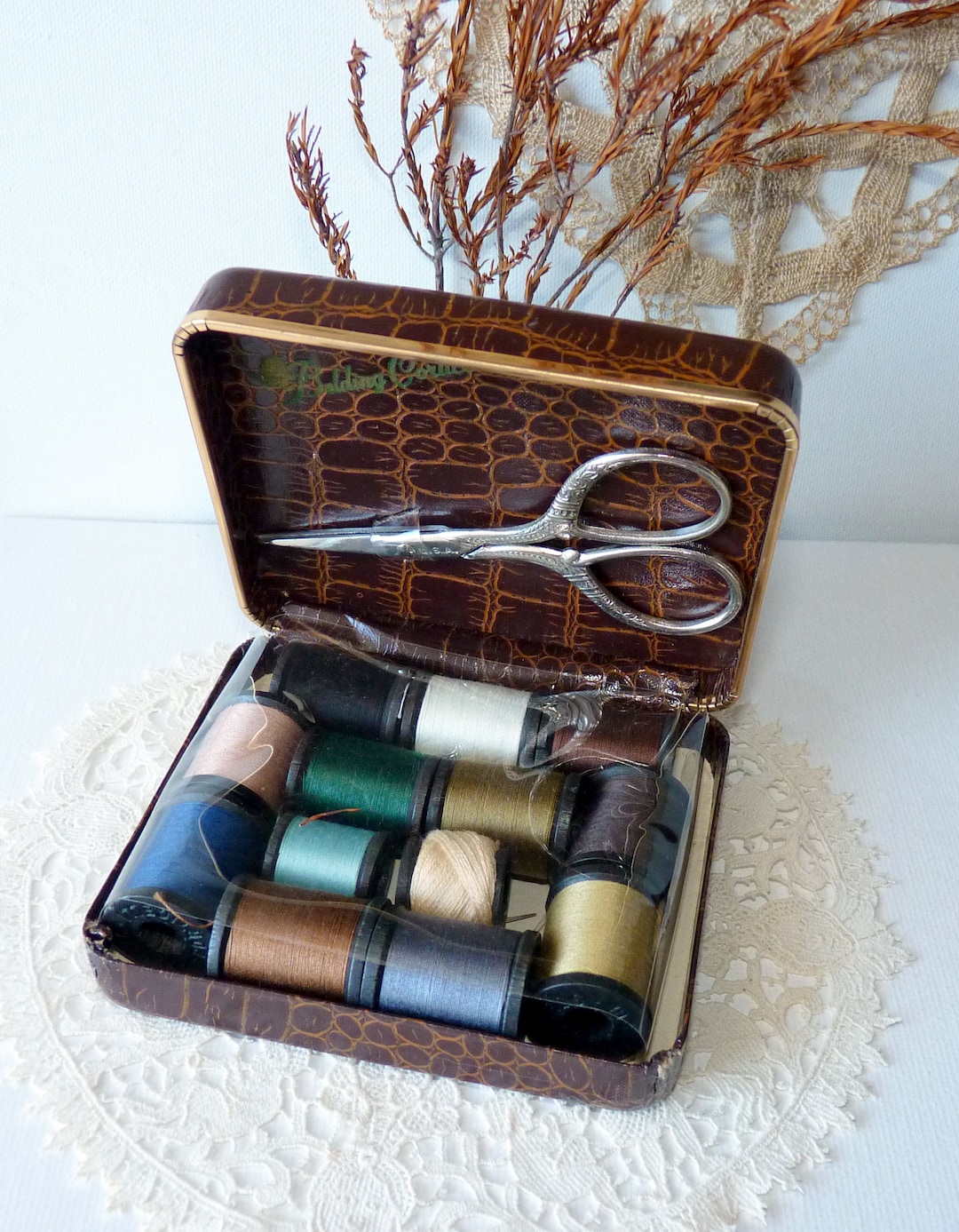 Belding Corticelli Vintage Sewing Kit Hard Travel Case With Scissors ...