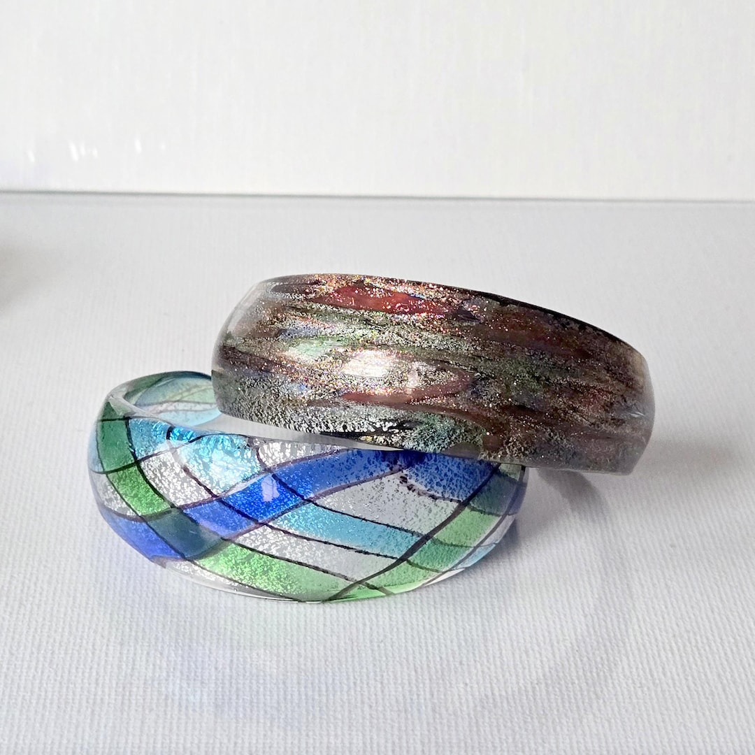 Murano Glass Cuff Bracelets Lot of Two Vintage Bracelet, Italian Glass ...