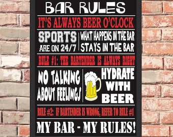Bar Rules Sign | Etsy