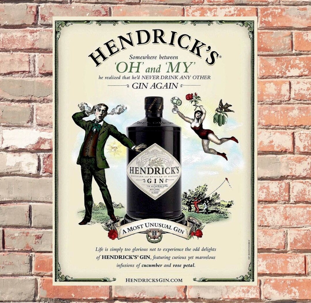 Hendrick's Gin Pub Bar Kitchen Wall Tin Metal Sign Vintage Effect - Etsy