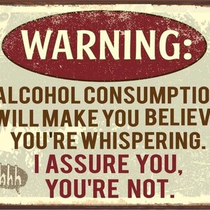 Warning Alcohol Consumption Drink Beer Pub Bar Metal Sign Vintage ...