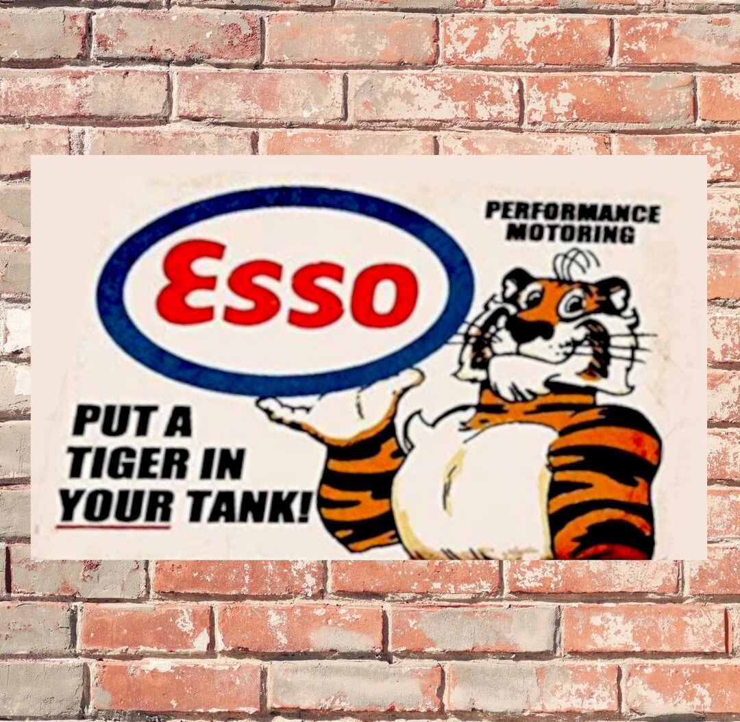 Esso Tiger En Tu Tanque Aceite de Motor Coche Garaje Metal Signo Efecto ...