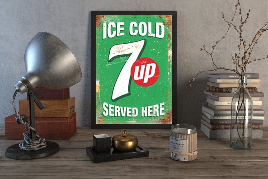Ice Cold 7up Sign METAL Wall Art Christmas Classic Recipe Poster ...