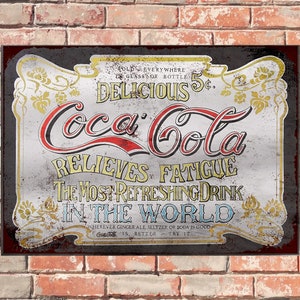 Coca Cola Fresh Drink Pub Bar Kitchen Metal Sign Vintage Effect - Etsy ...