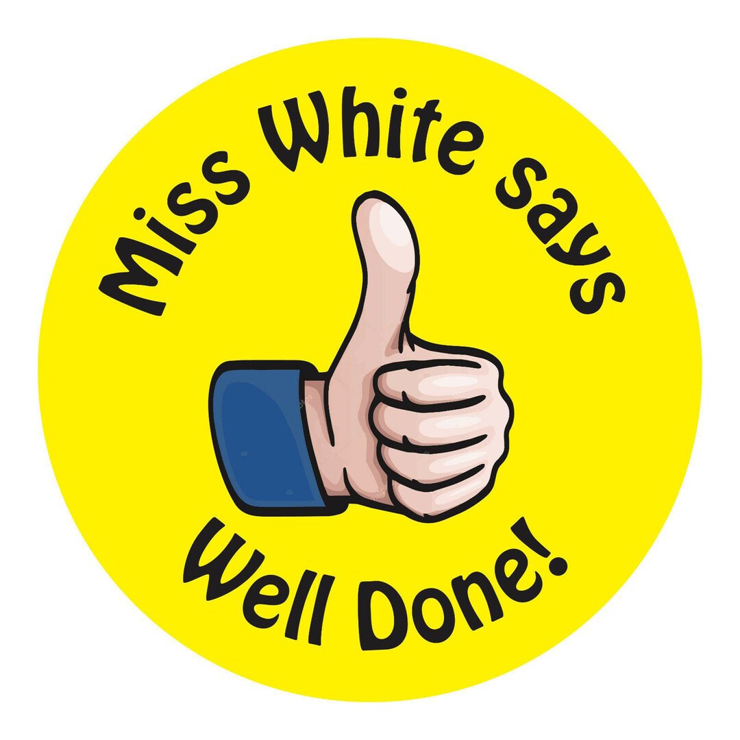 Personalised Thumbs up Well Done Yellow Stickers for School Teachers ...