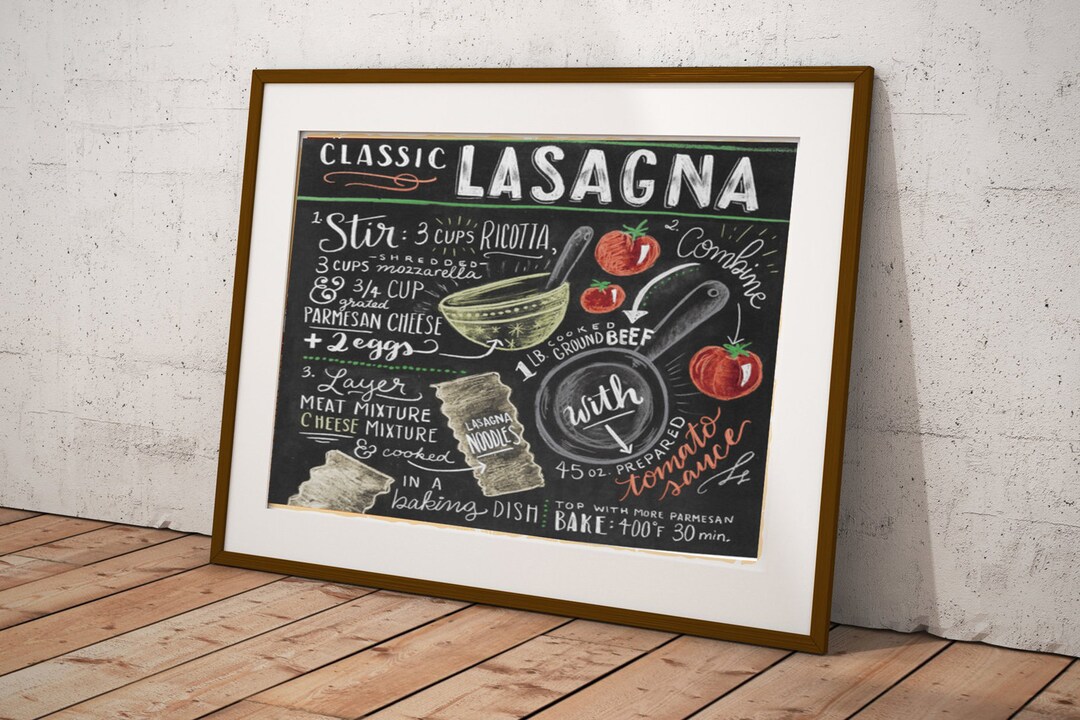 Lasagna Bar Signs METAL Wall Art Christmas Classic Recipe Poster ...