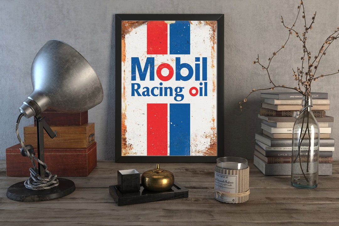 Mobil Racing Oil Sign METAL Wall Art Christmas Classic Recipe Poster ...
