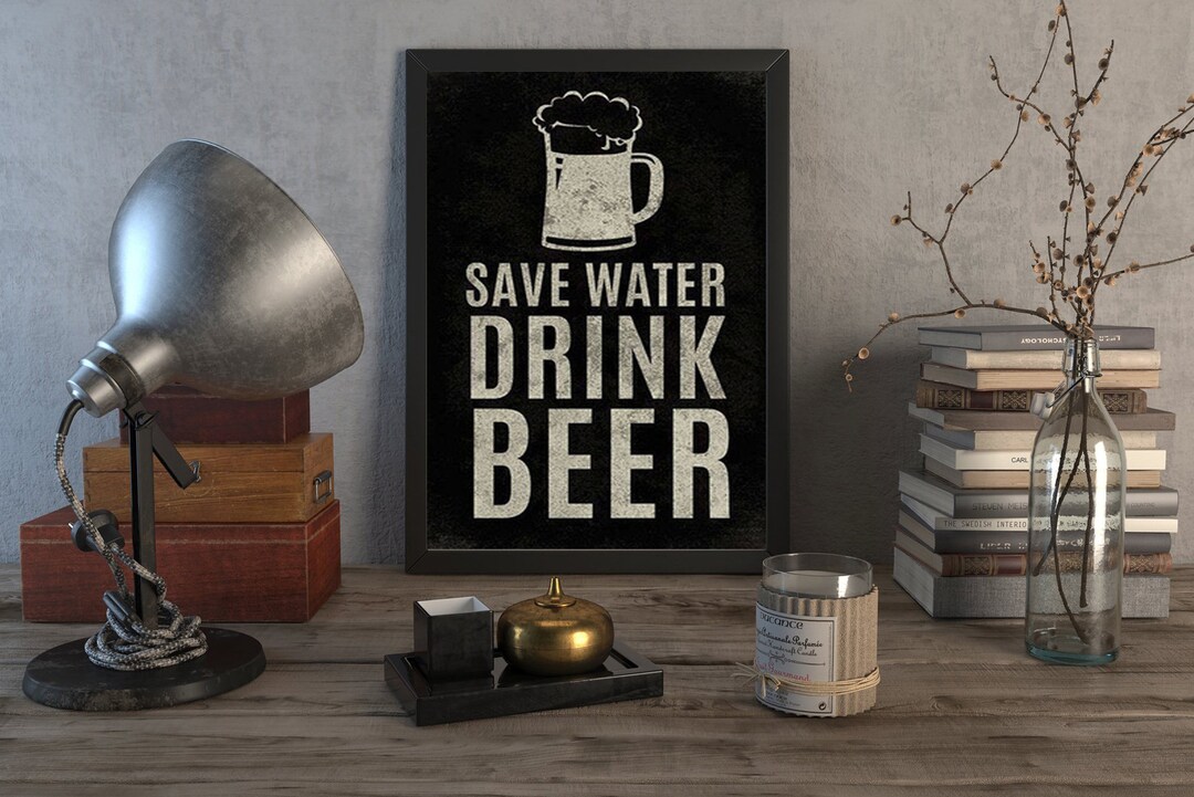 Save Water Drink Beer Sign METAL Wall Art Christmas Classic Recipe ...