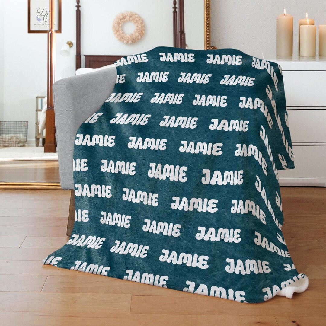 Personalized Repeating Name Blanket: Cozy Fleece Gift - Etsy