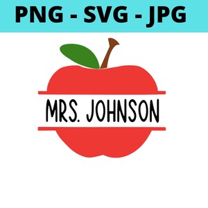 Apple Teacher PNG SVG JPG Digital Download Apple Split Monogram Teacher ...
