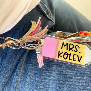 Personalized Pencil Keychain Teacher Appreciation Backpack Tag Custom ...