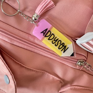 Personalized Pencil Keychain Teacher Appreciation Backpack Tag Custom ...