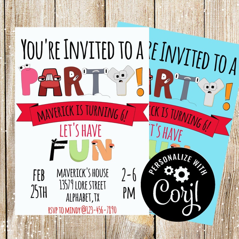 Editable Alphabet Lore Birthday Invitation | Personalize and Print ...