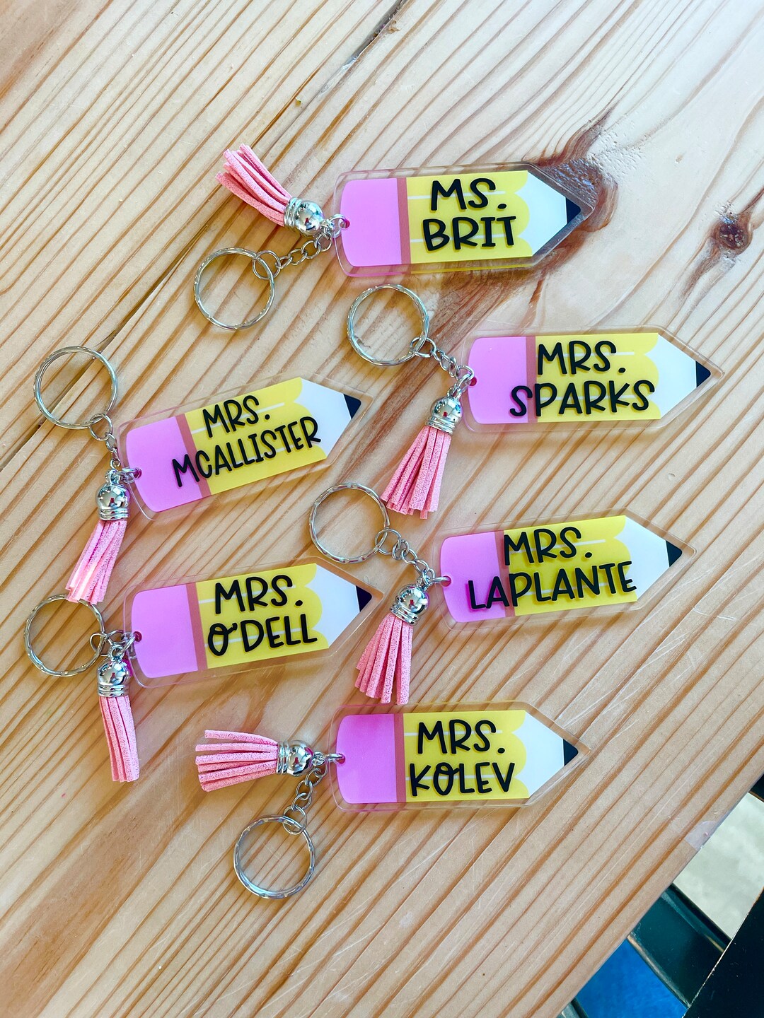Personalized Pencil Keychain Teacher Appreciation Backpack Tag Custom ...
