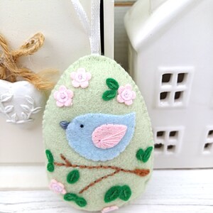 Easter Egg Felt Hanging Decoration, Spring Ornament, Floral Cute Bunny ...