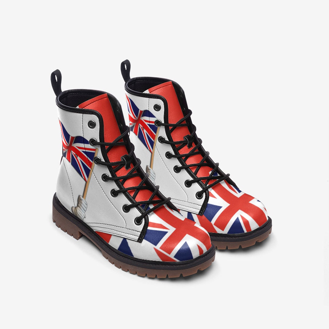 Flying the British Union Jack Flag Vegan Faux Leather Lightweight Boots ...