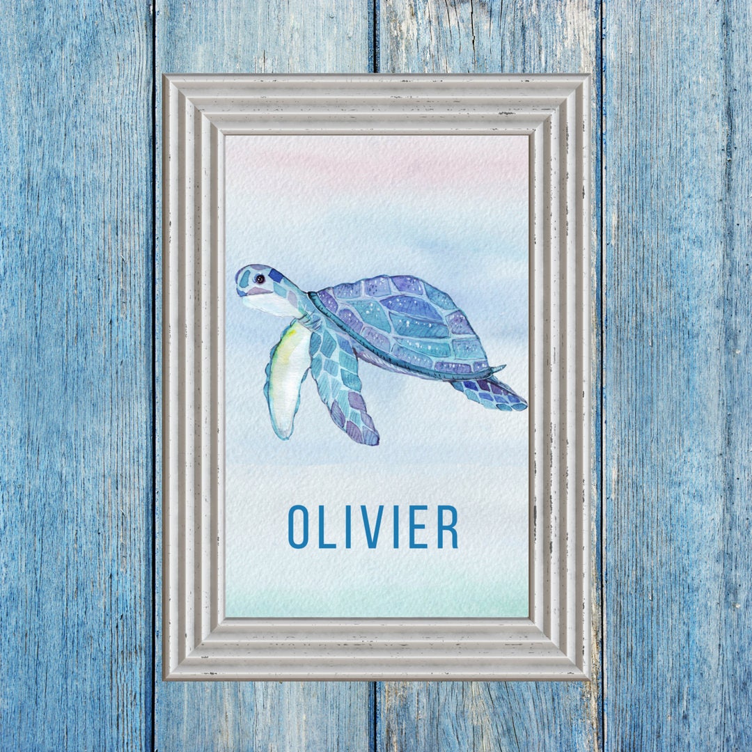 Digital/printable: Custom Name Sea Turtle | Boy's Bedroom | Girl's ...