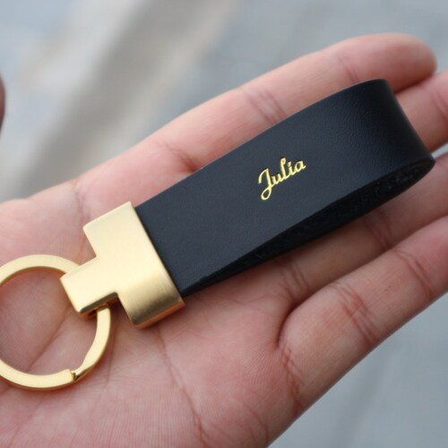 Personalized Leather Keychain Message Leather Keyring Key or - Etsy