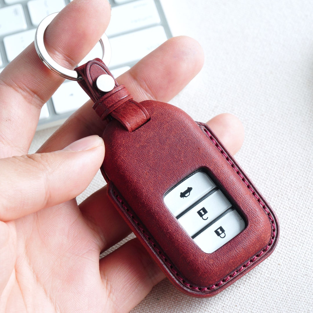 Handmade HONDA Car Key Case, Leather Car Key Fob Cover, Kechain, Remote ...