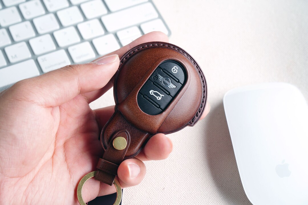 BMW Mini Cooper Key Fob Leather Case, Genuine Leather Key Fob Cover for ...